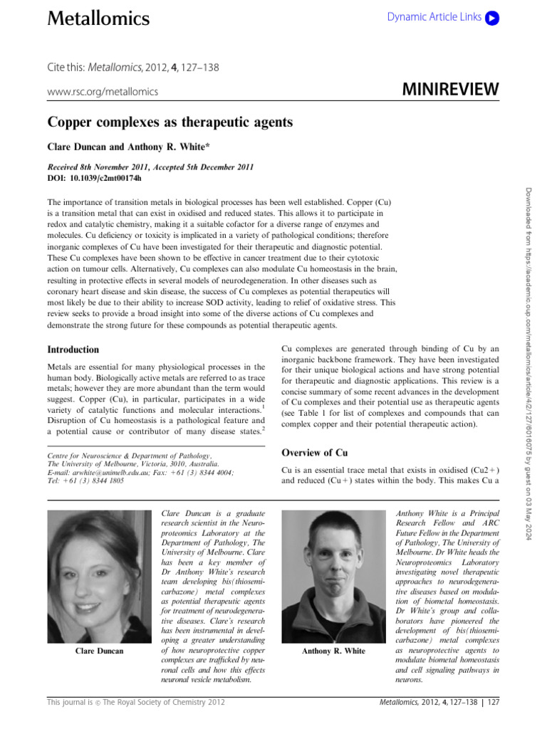Copper Complexes as Therapeutic Agents | PDF | Superoxide Dismutase ...
