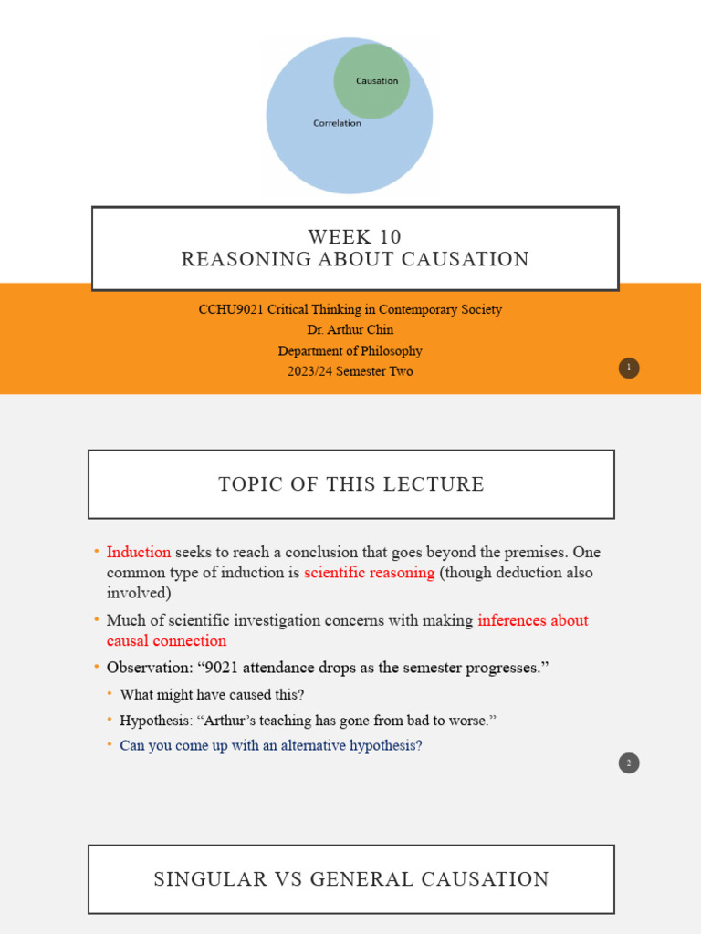 Lecture 10 Reasoning About Causation | PDF | Placebo | Proximate Cause