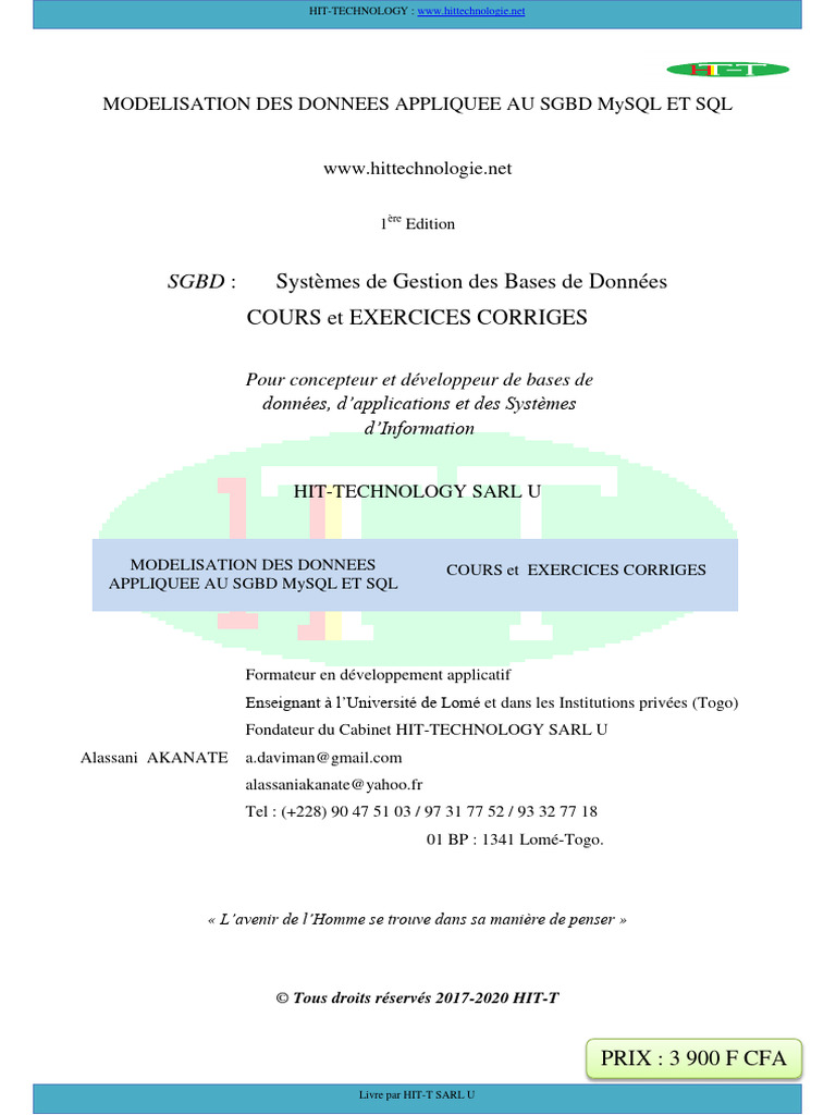 11 Livre 1ere Edition SGBD Mysql Et SQL | PDF | Bases de données | MySQL