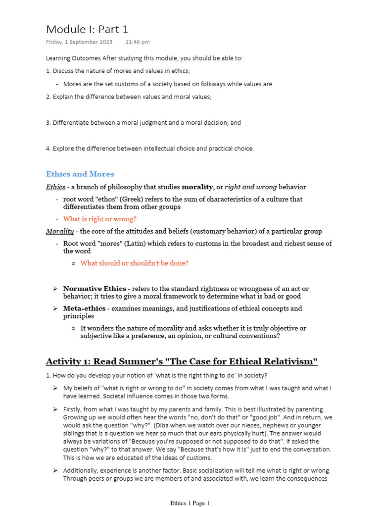 Mod 1 Part 1 Notes | PDF | Moksha | Morality