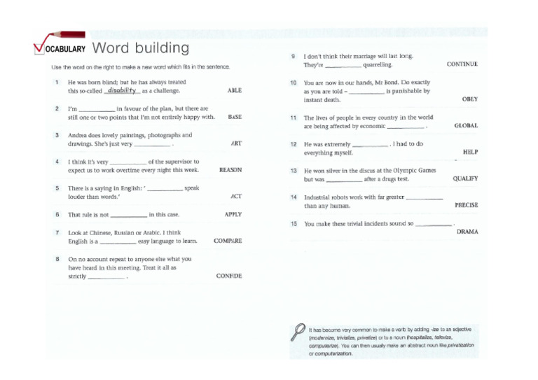 C1 Vocabulary Word Building | PDF