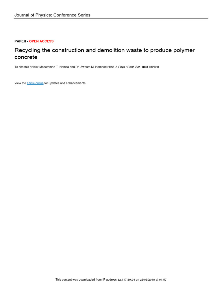 Recycling The Construction and Demolition Waste | PDF | Concrete | Epoxy