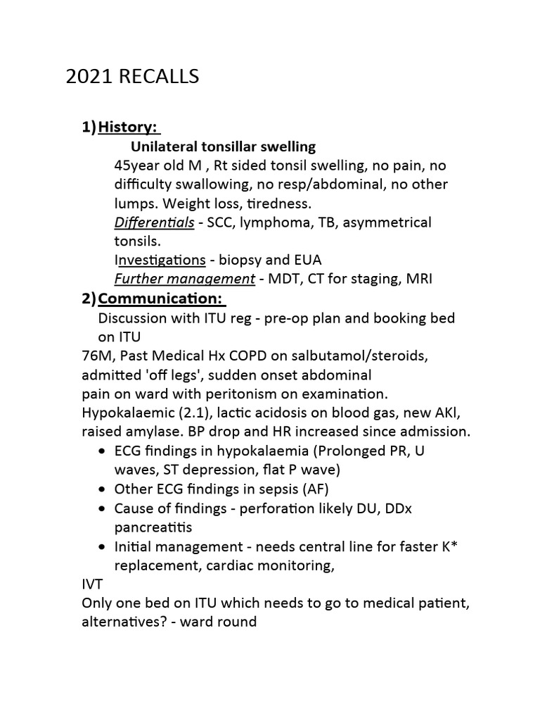 MRCS B 2021 RECALLS | PDF | Ankle | Human Anatomy
