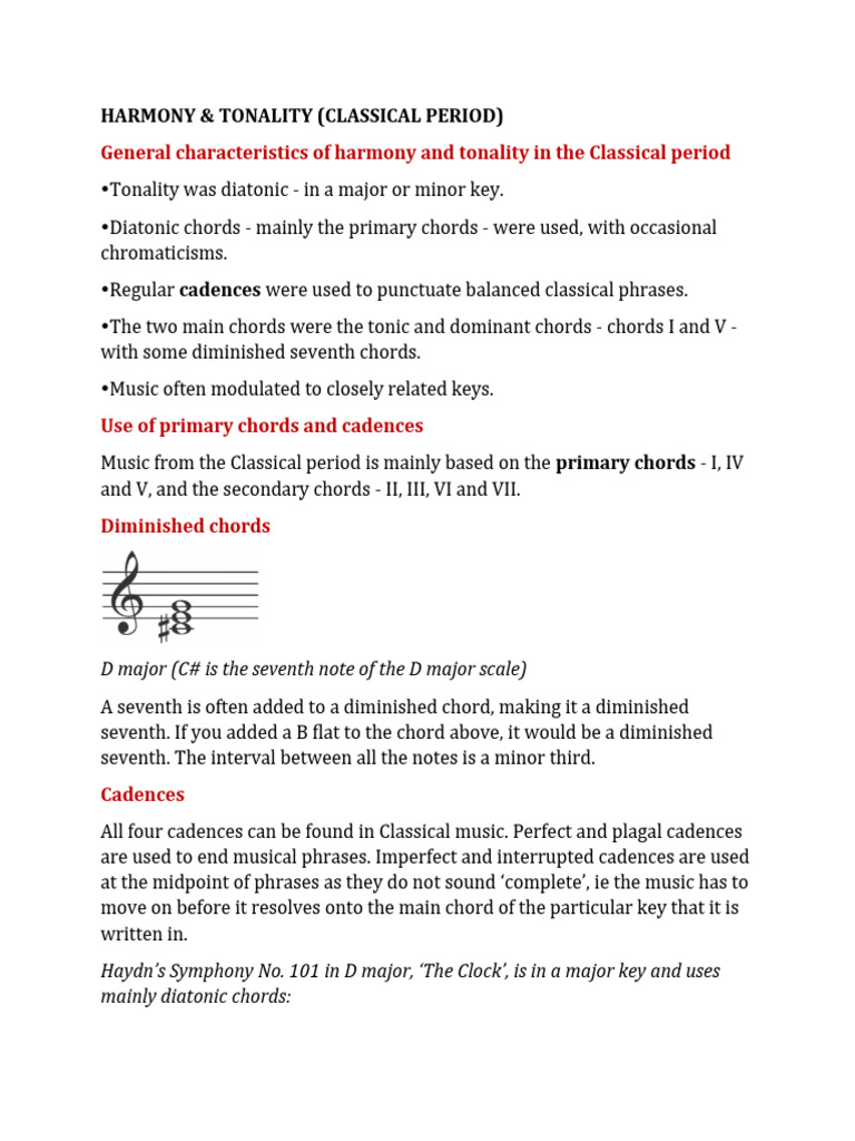 Harmony & Tonality (Classical Period) | PDF