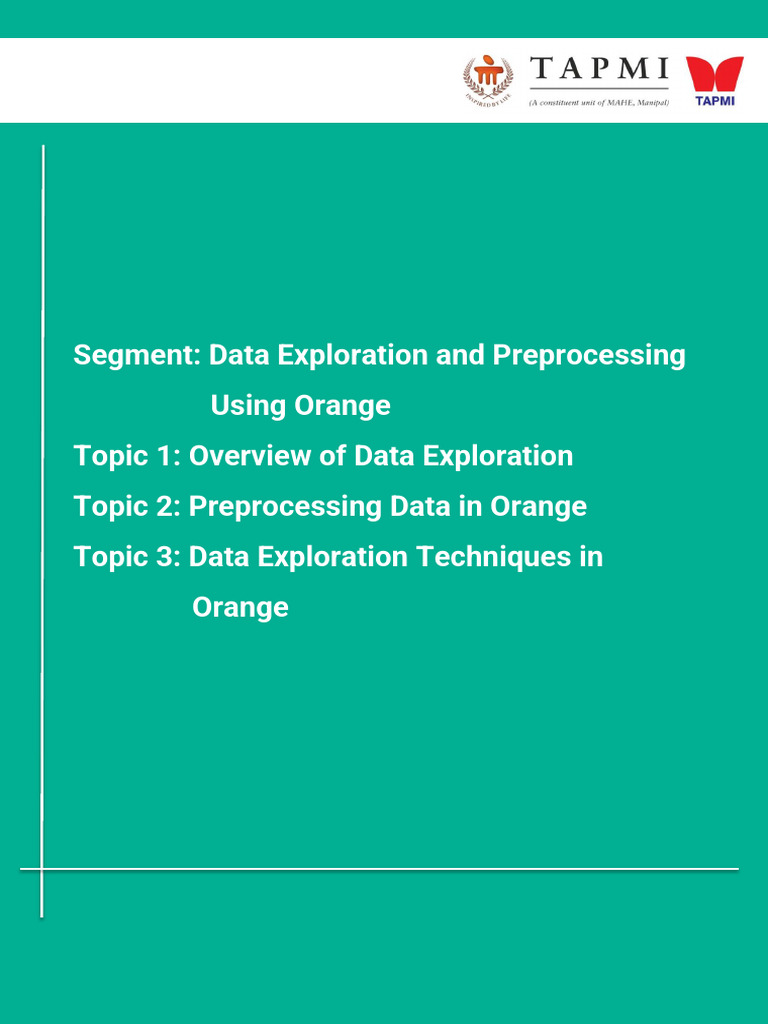 RM - Data Exploration and Pre-Processing Using Orange | PDF ...