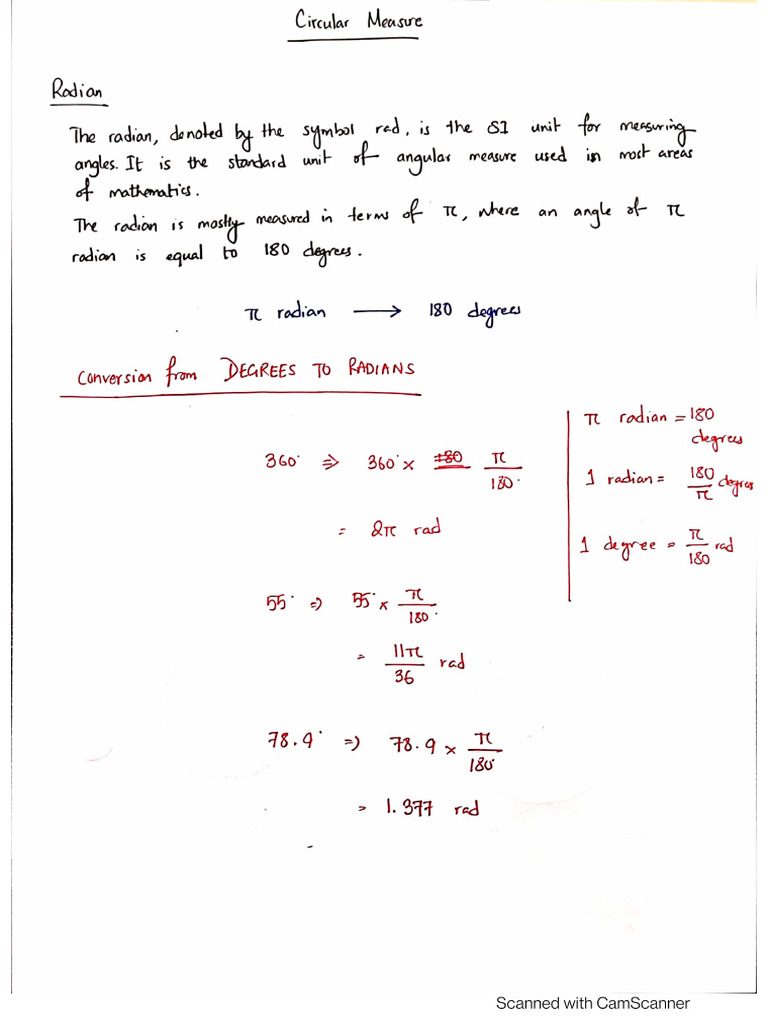 Circular Measure Notes | PDF