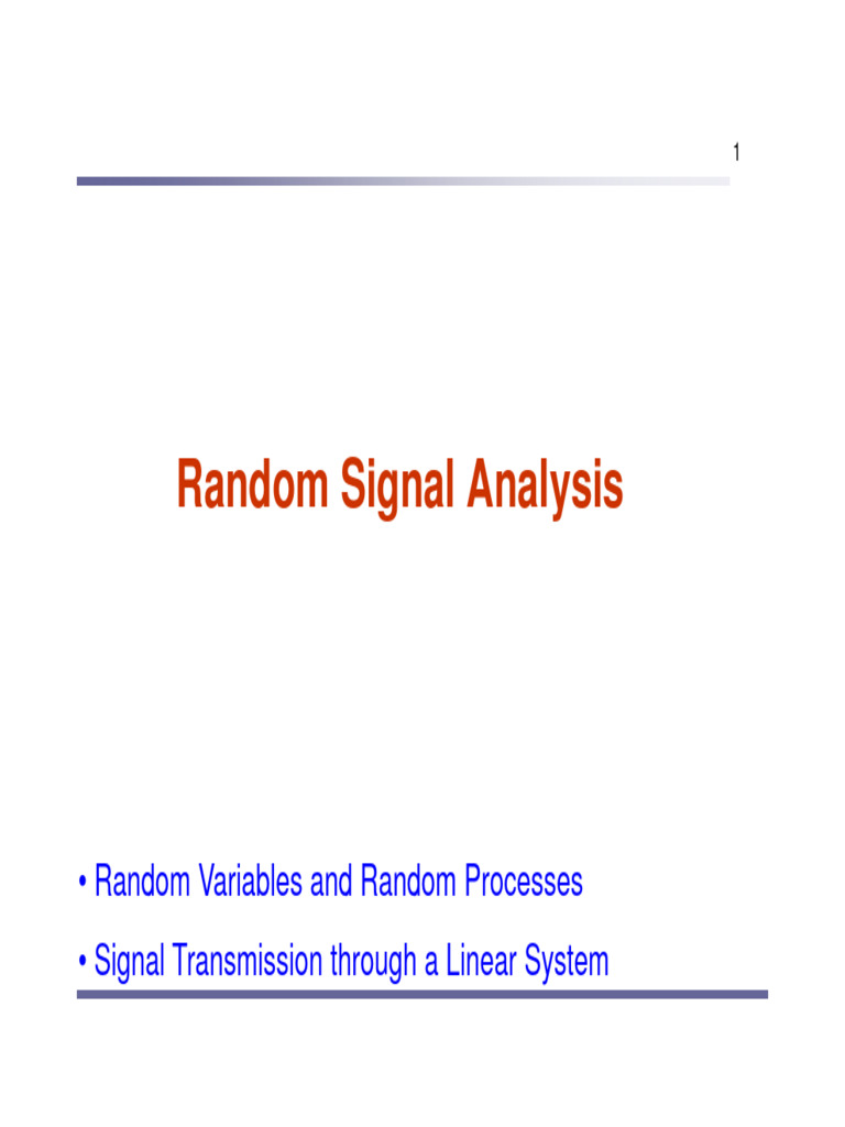 6 Random Signal Analysis | PDF | Probability Distribution | Expected Value