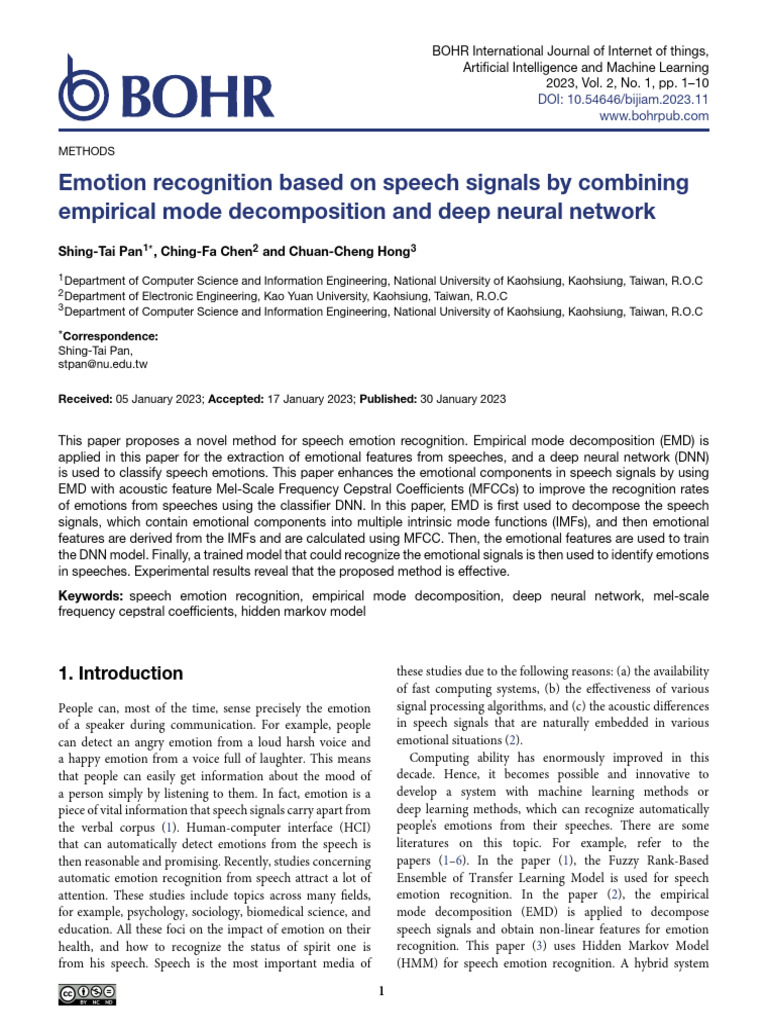 Emotion Recognition Based On Speech Signals By Combining Empirical Mode Decomposition And Deep 