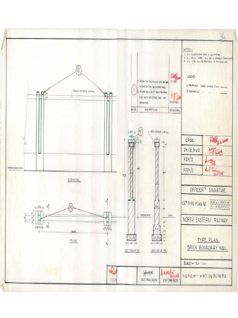 Type Plan of Brick Boundary Wall | PDF
