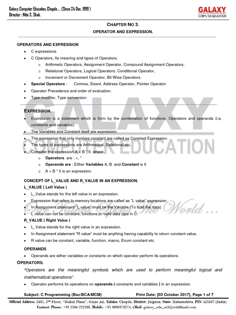 03 Operators In C Download Free Pdf Pointer Computer Programming Integer Computer Science 