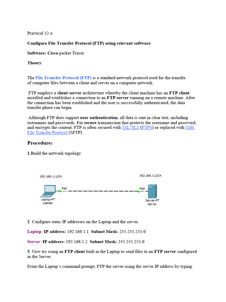 Practical-12 A -FTP | PDF | File Transfer Protocol | Application Layer Protocols