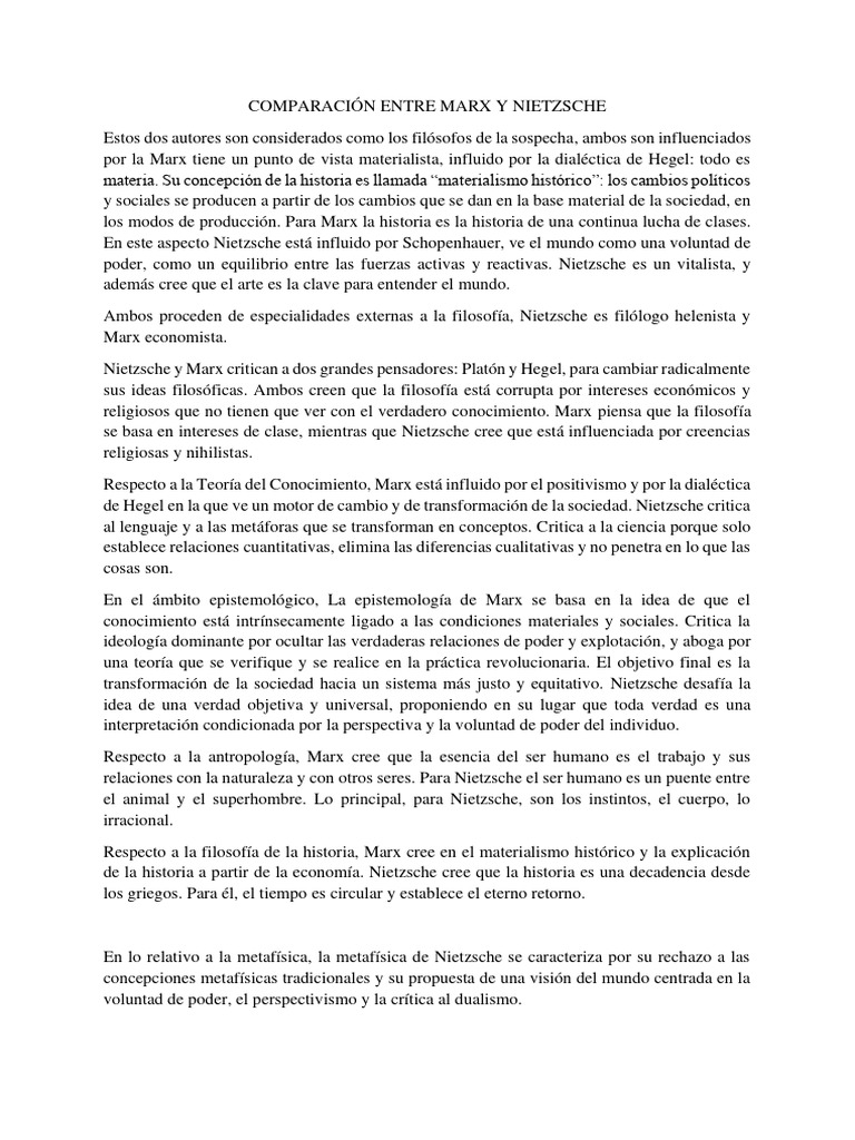 Comparación n y m | PDF | Karl Marx | Friedrich Nietzsche