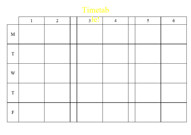 Blank Timetable 6 Period Day | PDF
