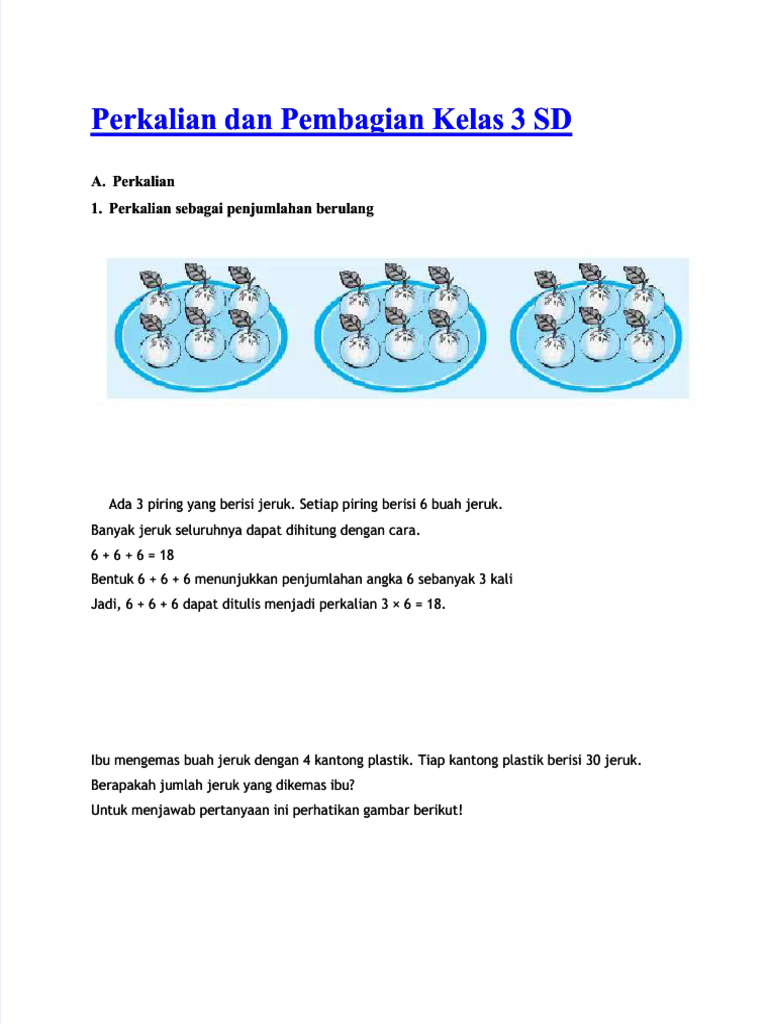 Perkalian dan Pembagian Kelas 3 SD | PDF