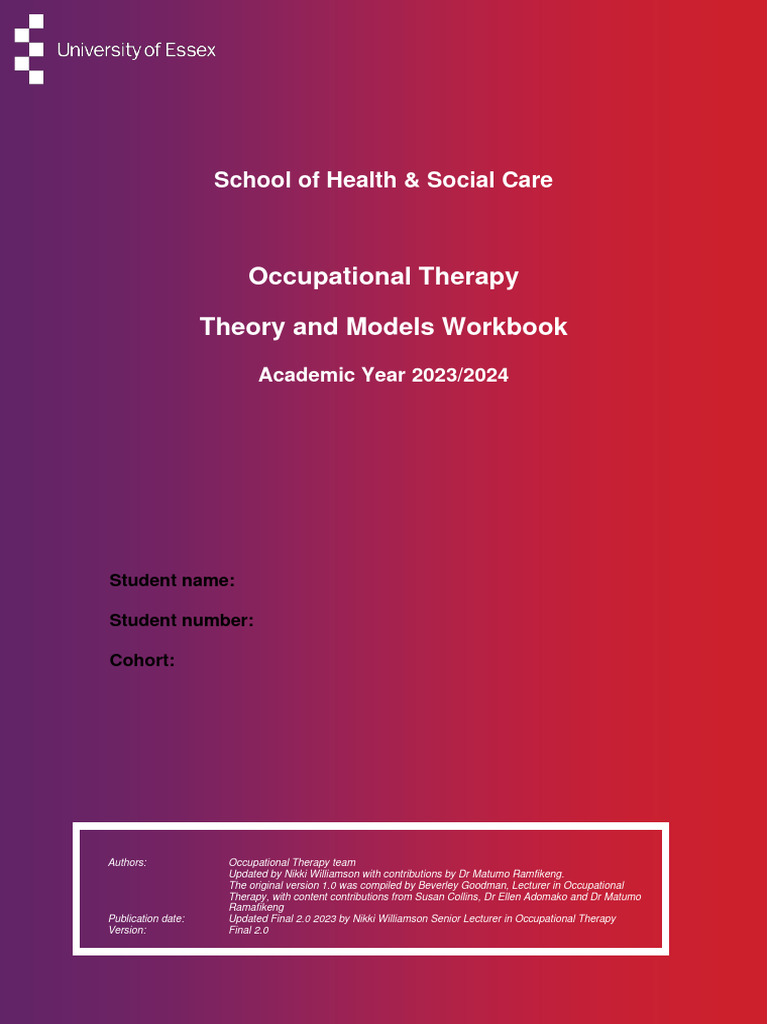 Occupational Therapy Theory Workbook Updated March 2023 | PDF ...