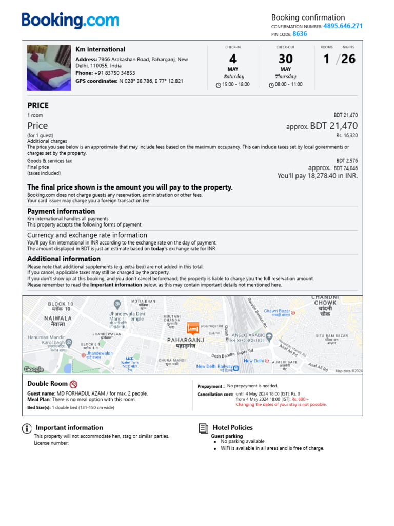 Booking.com_ Confirmation | PDF | Payments | Taxes