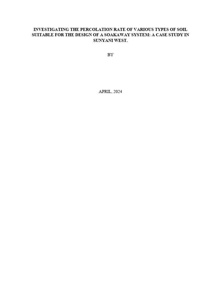 Investigating The Percolation Rate of Various Types of Soil Suitable ...