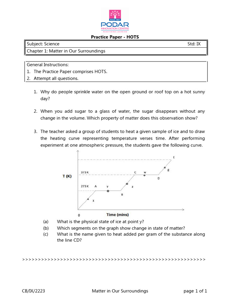 Science HOTS for Class IX Students | PDF