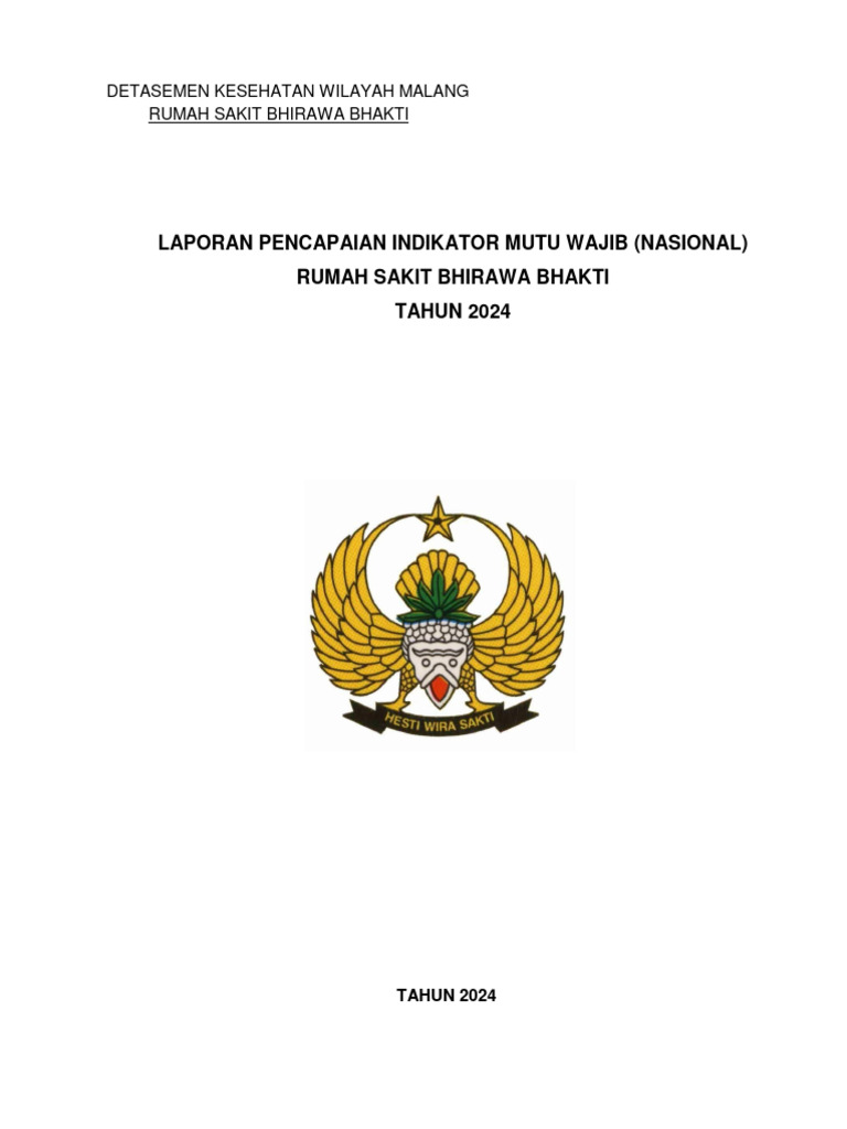 Laporan Indikator Mutu Tahun 2024 RSBB | PDF