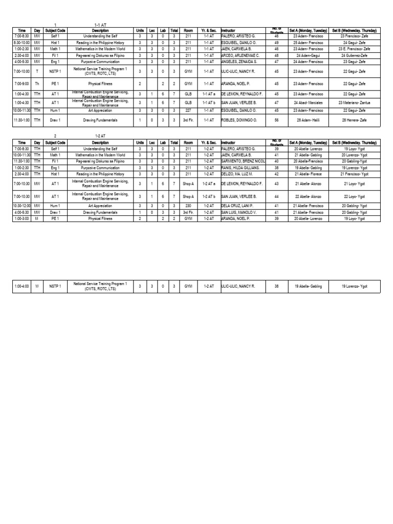 Class Schedule | PDF