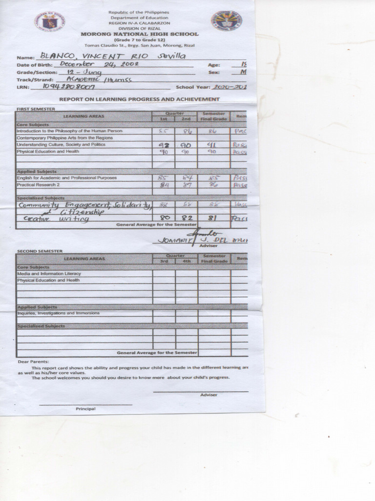 Report Card PDF | PDF