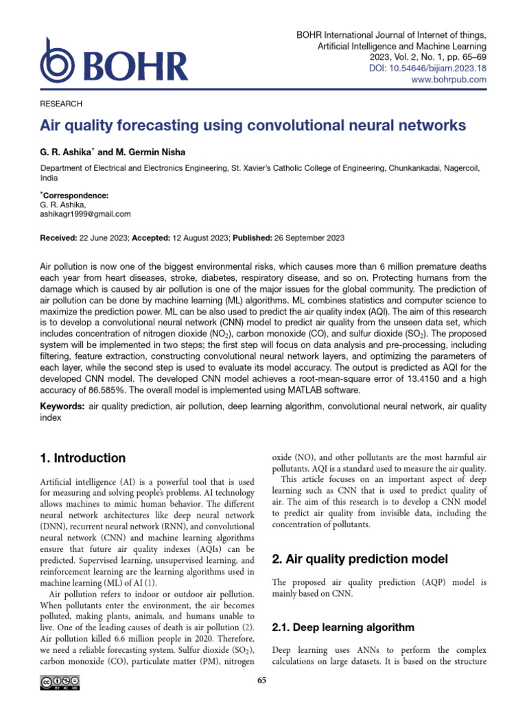 Air Quality Forecasting Using Convolutional Neural Networks | PDF ...