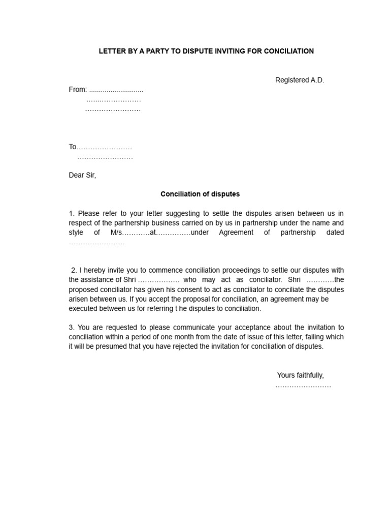 Invitation to Conciliation Proceedings | PDF