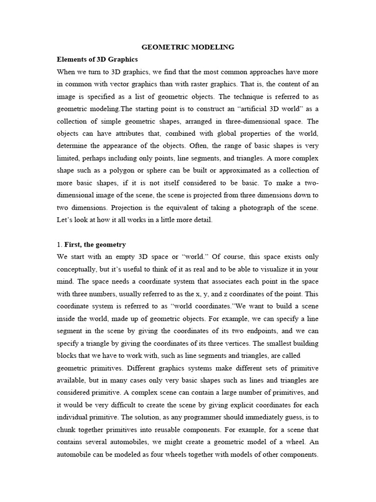 Geometric Modeling | PDF | 3 D Computer Graphics | 2 D Computer Graphics