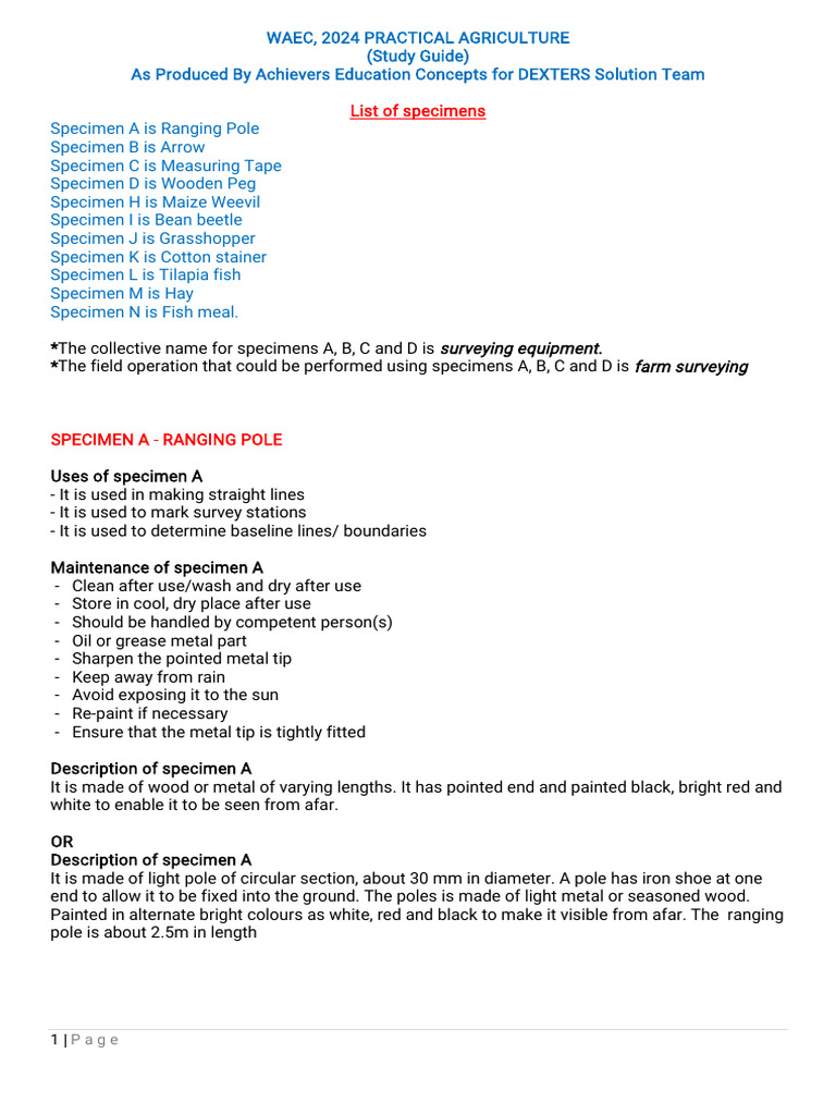 WAEC 2024 Agriculture Practical Guide | PDF | Seed | Soil