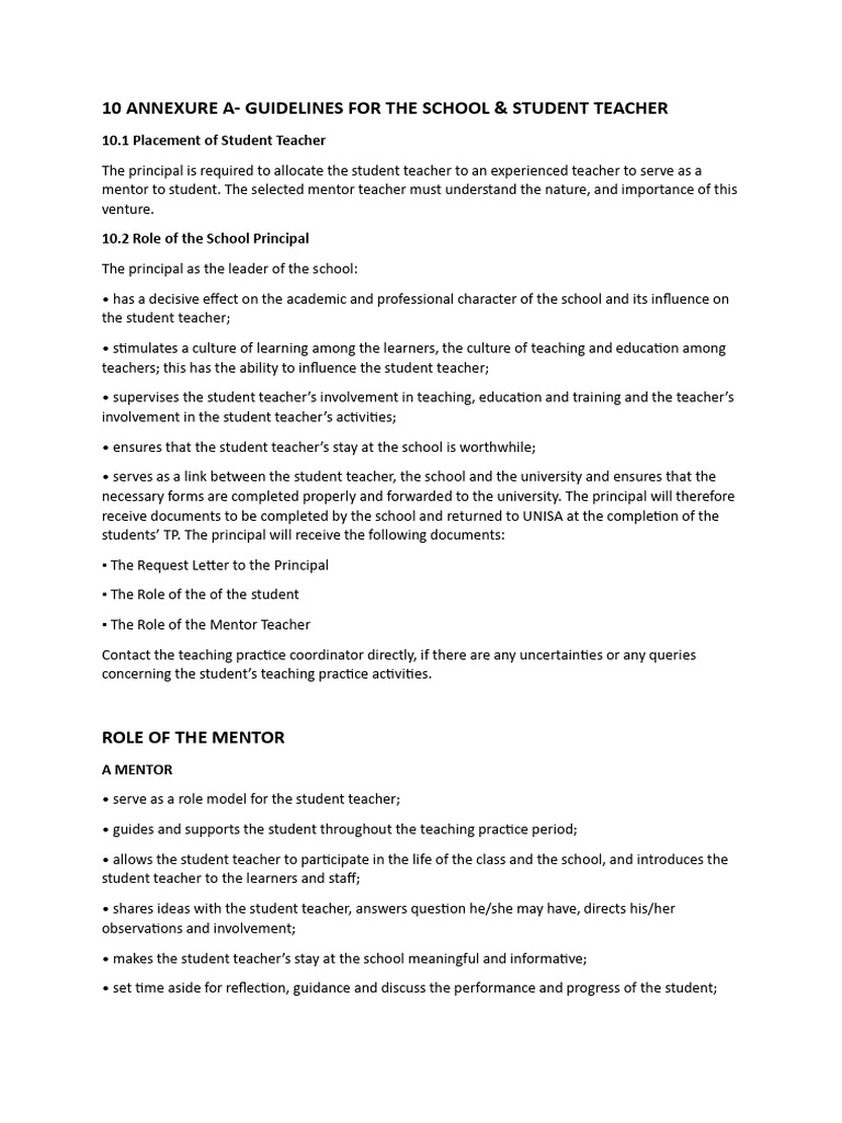 Guidelines for Student Teacher Placement | PDF | Teachers | Indemnity
