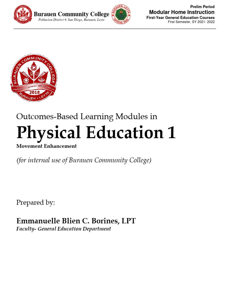 Physical Education Goals for 1st Year Students | PDF | Physical Fitness ...