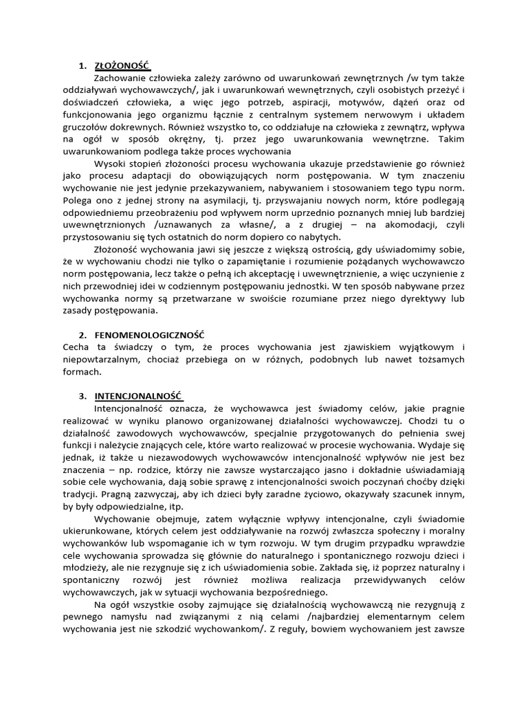 Cechy Wychowania 11 | PDF