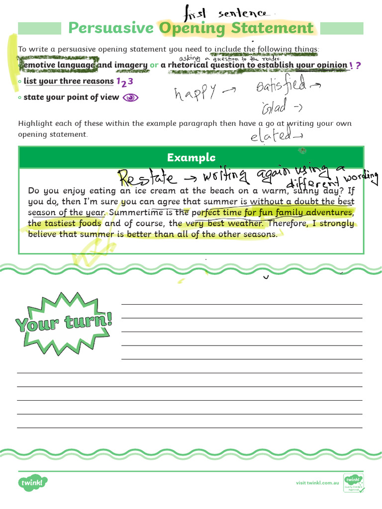 Au L 2549299 Writing A Persuasive Opening Statement - Ver - 1 | PDF