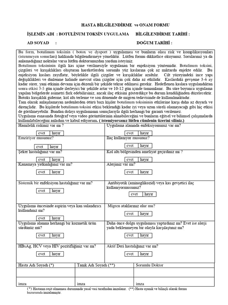Botoks Onam Formu | PDF
