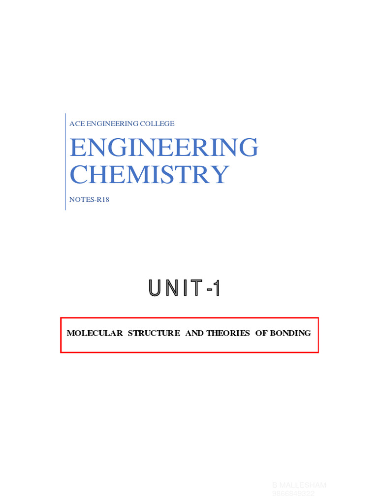 Chemistry All 5 Units Ace Engg CLG | PDF | Molecular Orbital | Ion Exchange