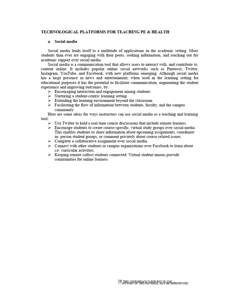 Technological Platforms For Teaching Pe | PDF | Educational Technology ...