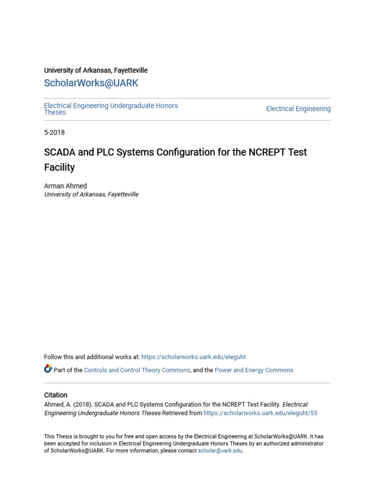 SCADA and PLC Systems Configuration for the NCREPT Test Facility | PDF ...