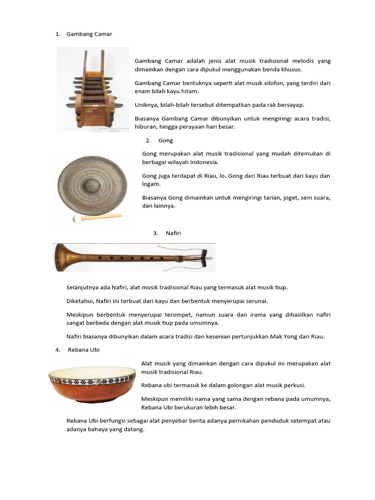 Alat Musik Tradisional Riau | PDF