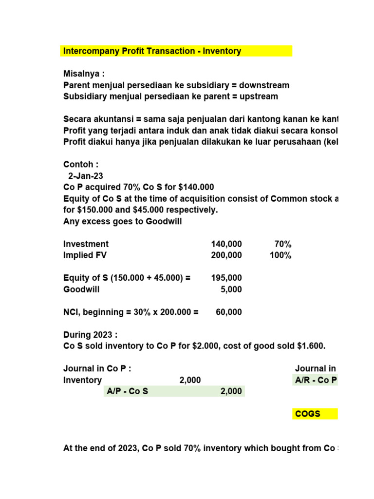 6may24 - Intercompany Transaction - Inventory | PDF | Stocks | Investing