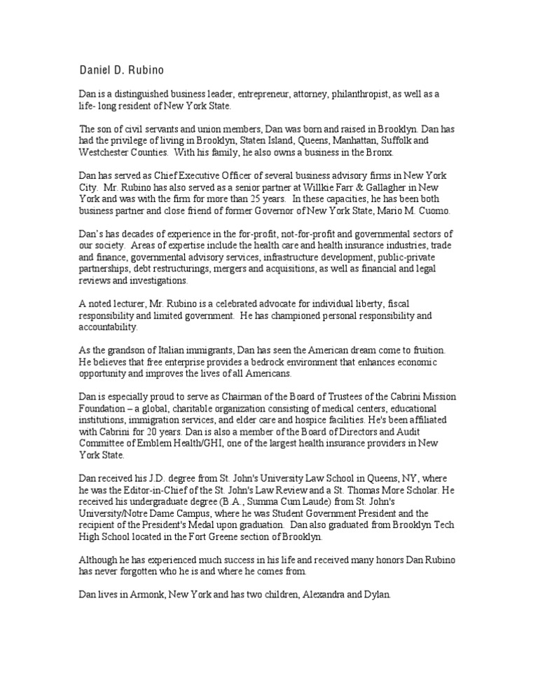 Daniel D Rubino Profile | PDF | Manhattan | New York
