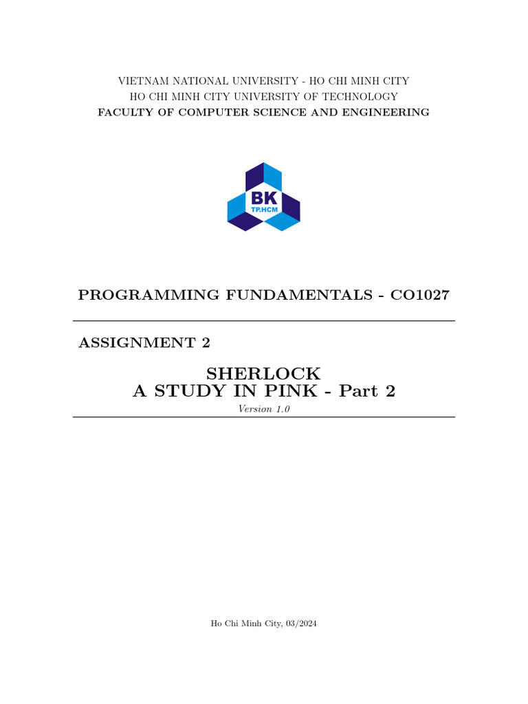 232 CO1027 Assignment2 Sherlock (En-Version) | PDF | Method (Computer Programming) | Constructor ...