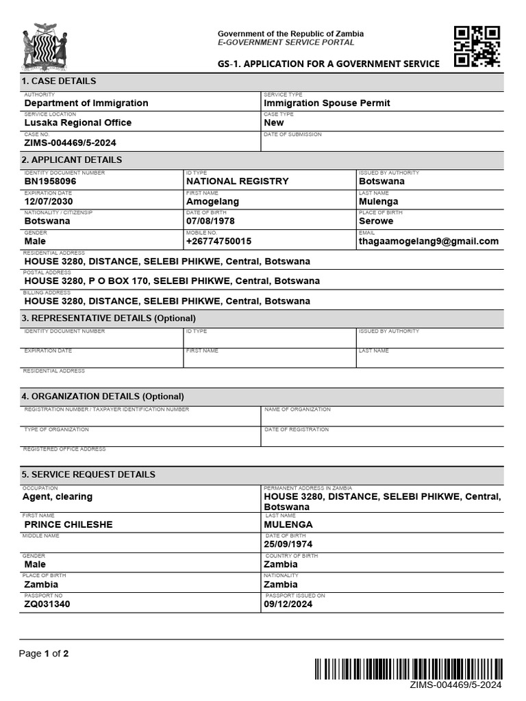Zambia Immigration Permit Guide | PDF | Identity Document | Government ...