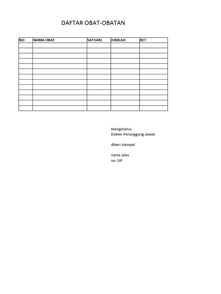 Contoh Form Obat-Obatan | PDF