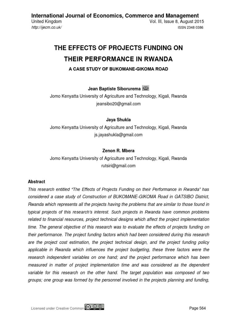 The Effects of Projects Funding On Their Performance in Rwanda | PDF ...