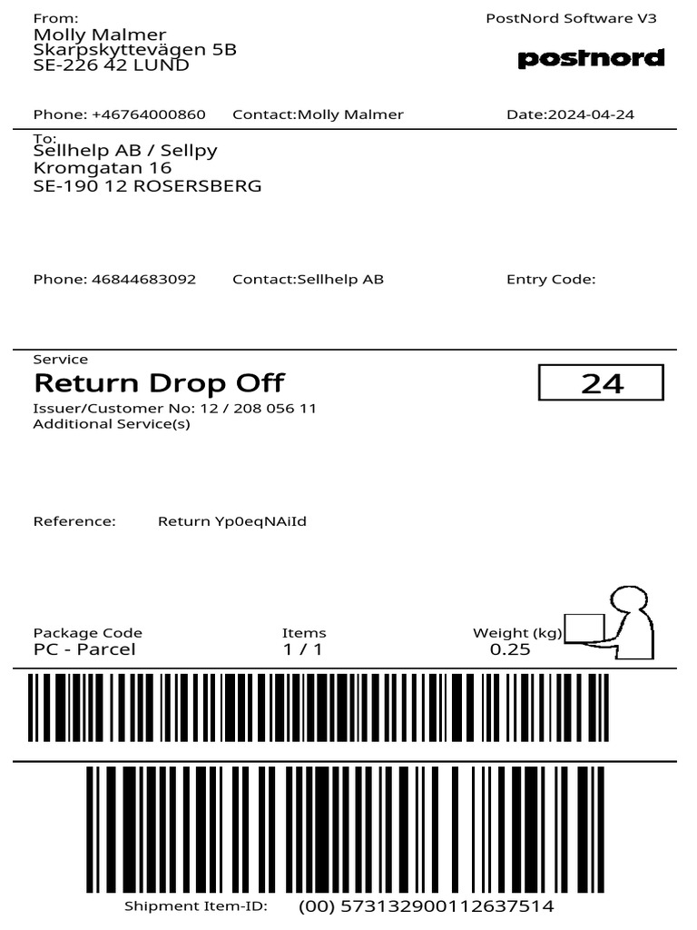 Return Shipment Details - Sellhelp AB | PDF