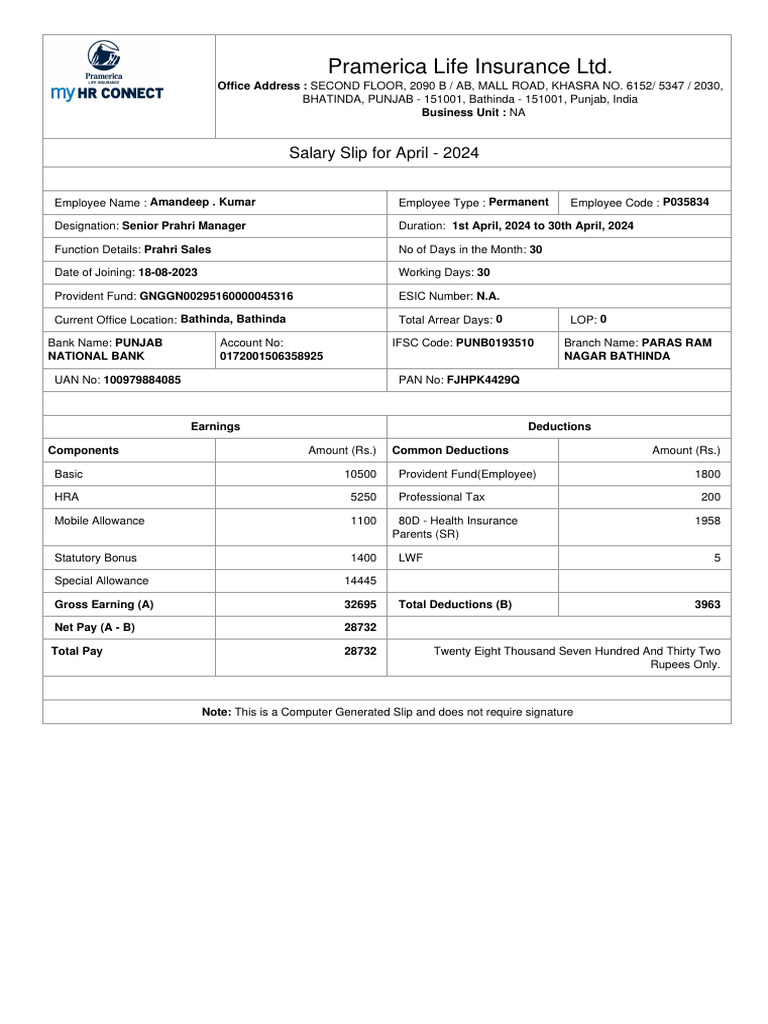 Payslip_a662beb2a67401_2024-04 | PDF | Public Finance | Economies