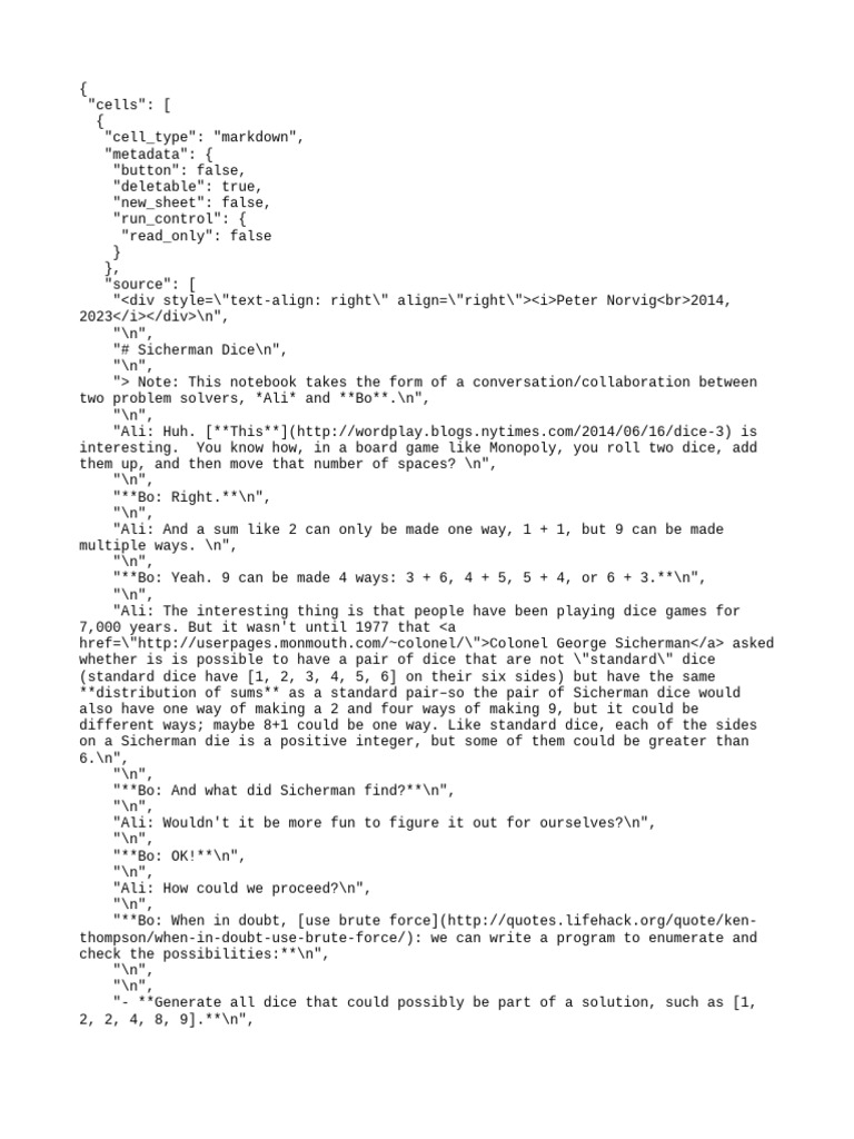 Sicherman Dice - Ipynb | PDF | Computer Science | Software Engineering Sicherman Dice - Ipynb | PDF | Computer Science | Software Engineering