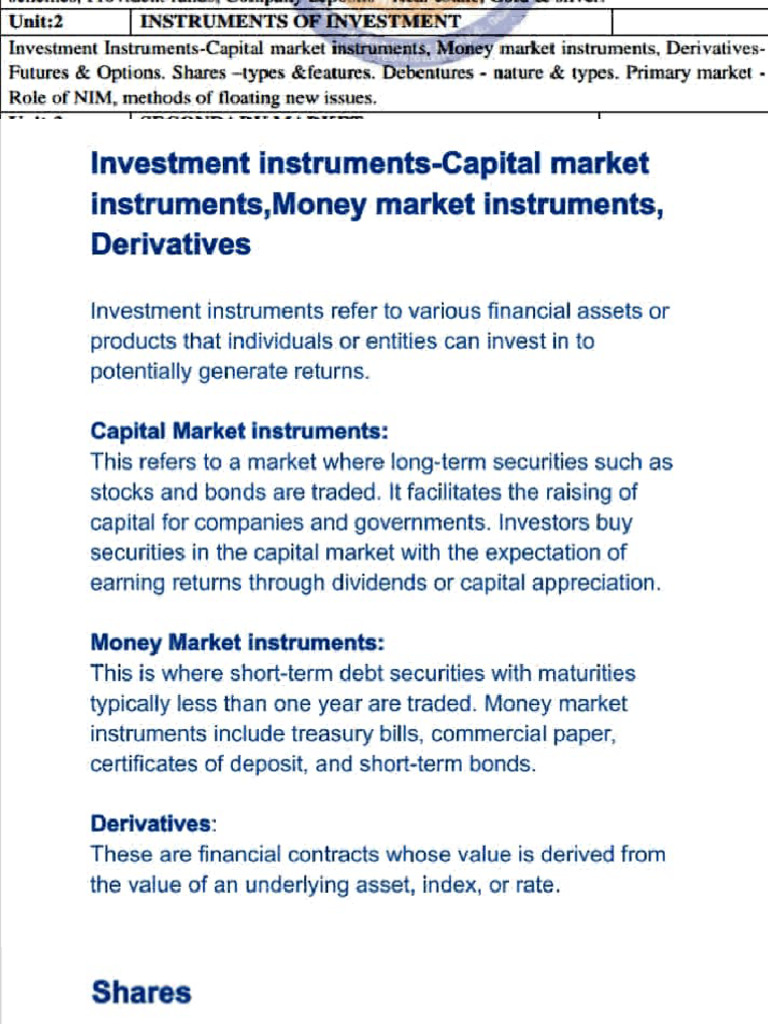 IM Unit-2 | Download Free PDF | Stocks | Financial Markets