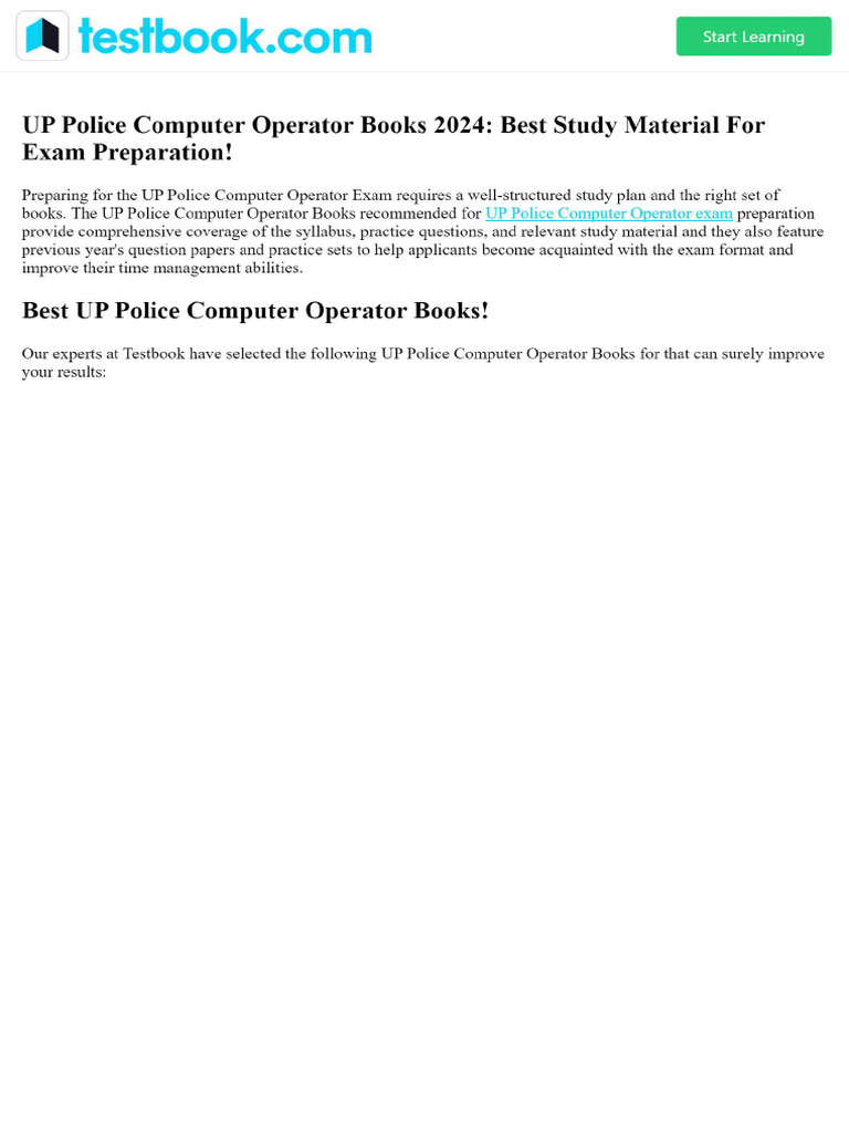 UP Police Computer Operator Books 2024 - Best Study Material For Exam ...