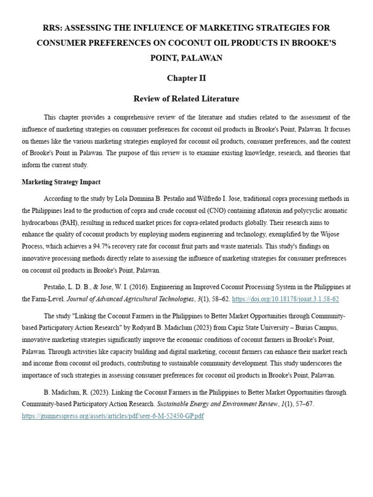 Waheed's RRLs part 2 | PDF | Coconut Oil | Consumer Behaviour